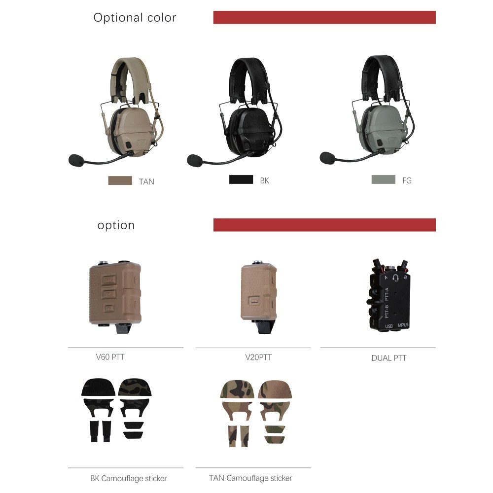 FCS AMP Tactical Noise Reduction Communication Headset & V20 V60 PTT | eBay