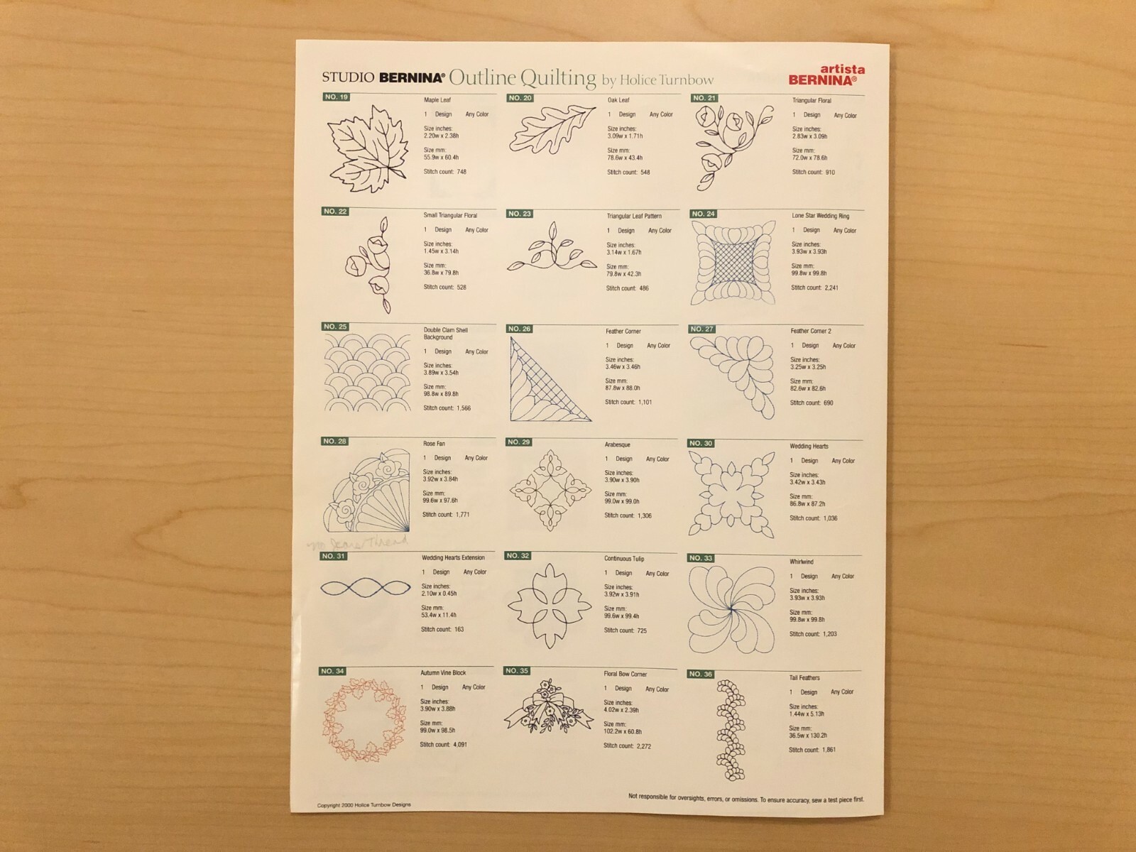 Studio Bernina Embroidery Design Card #531 Outline Quilting by Holice ...