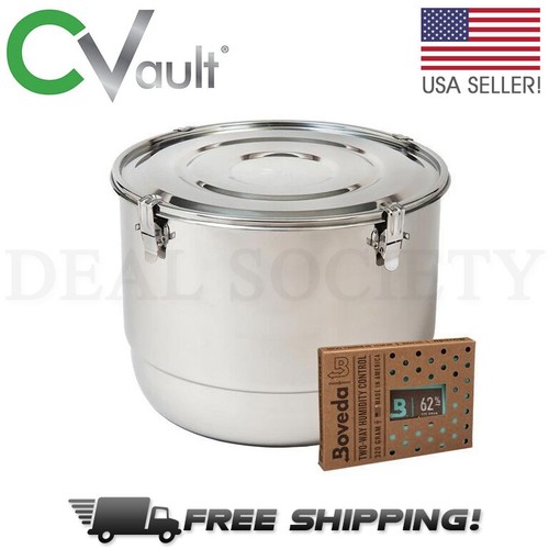 CVault 21 Liter Humidity Control Airtight Metal Container + Bonus ...