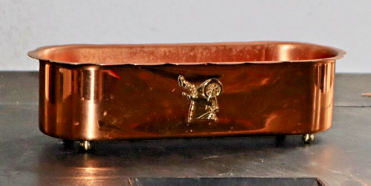 Vtg Coppercraft Guild Copper 9” Footed Scalloped Planter Pot w Spinning ...