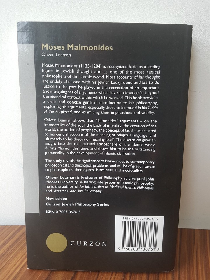 Jewish Philosophy, Moses Maimonides by Oliver Leaman (Paperback, 1997 ...