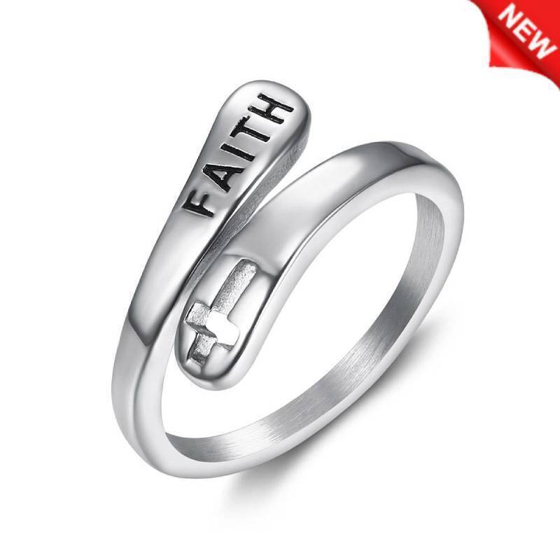 Stainless Steel Cross Faith Hope Blessed Open Rings Women Men Jewelry- Y5H7 | eBay