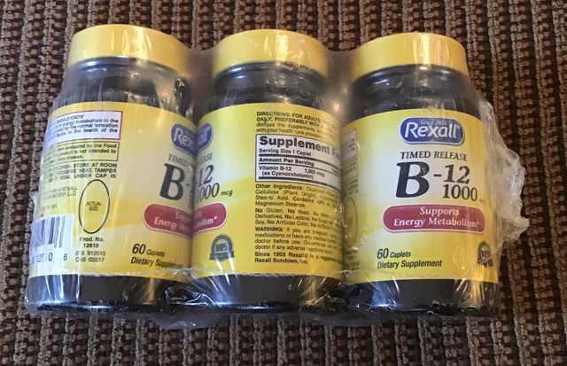 3x Rexall Sublingual Vitamin B-12 5000 Mcg Tablets 60ct () Same-day ...