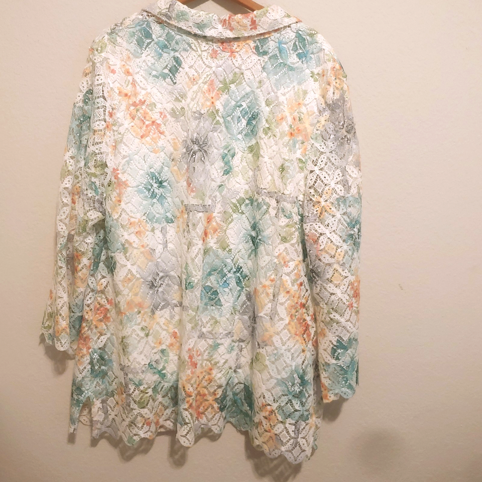Alfred Dunner Lace Layered Top Blouse Floral Cottagecore Lady Like Size ...