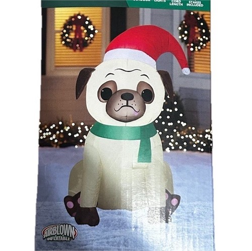 Holiday Living Pug Inflatable LED Christmas Yard Decor 3.5 ft ...