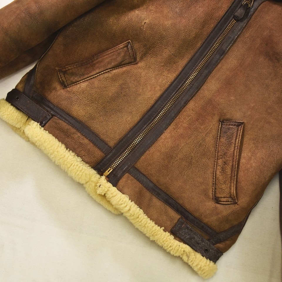 Schott B-3 Flight Leather Flight Jacket Sheep Skin Mouton Size 42 Made ...