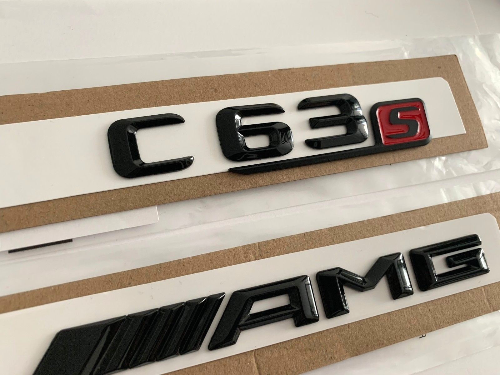 C63 S Gloss Black Boot Trunk Badge Combo Sticker for Benz C63 S AMG ...