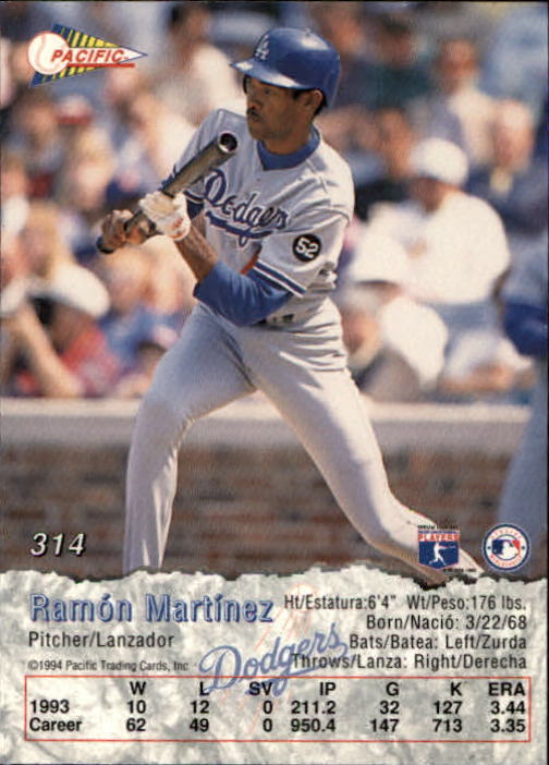 1994 Pacific Baseball Card #314 Ramon Martinez | eBay