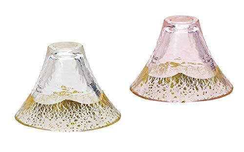 Toyo Sasaki Glass Cold Sake Pair Glass Mt. Fuji Pink & Clear 65ml G636 ...