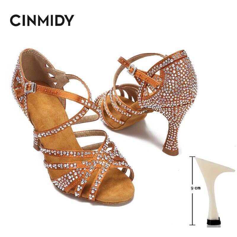 Rhinestone Dance Shoes Women Tango Salsa Latin Dance Shoes Ballroom ...
