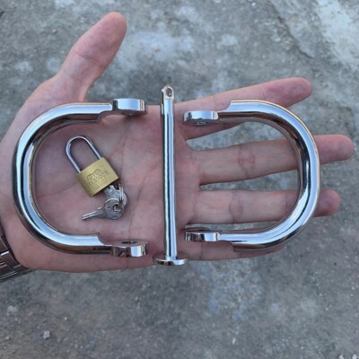 Bondage Stainless Steel Handcuffs Wrist Ankle Cuffs Slave Lockable ...