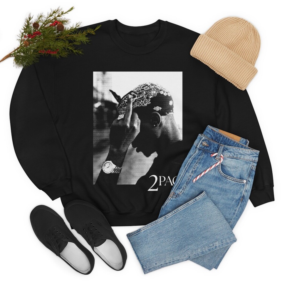 Tupac Shakur 2Pac Tribute Crewneck Sweatshirt Sweater Hip Hop merch Rap ...