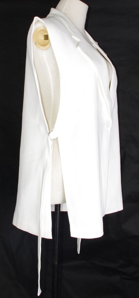ZARA WHITE Waistcoat WITH VENT Lapel Collar Open side Tailored ...