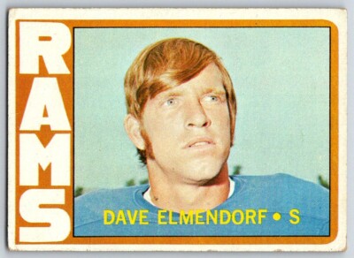 1972 Topps DAVE ELMENDORF #109 LA Rams Rookie RC crease, surface wear ...
