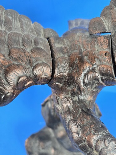 Vintage Japanese Cast Iron Eagle or Hawk Statue Sculpture Metal Meiji ...