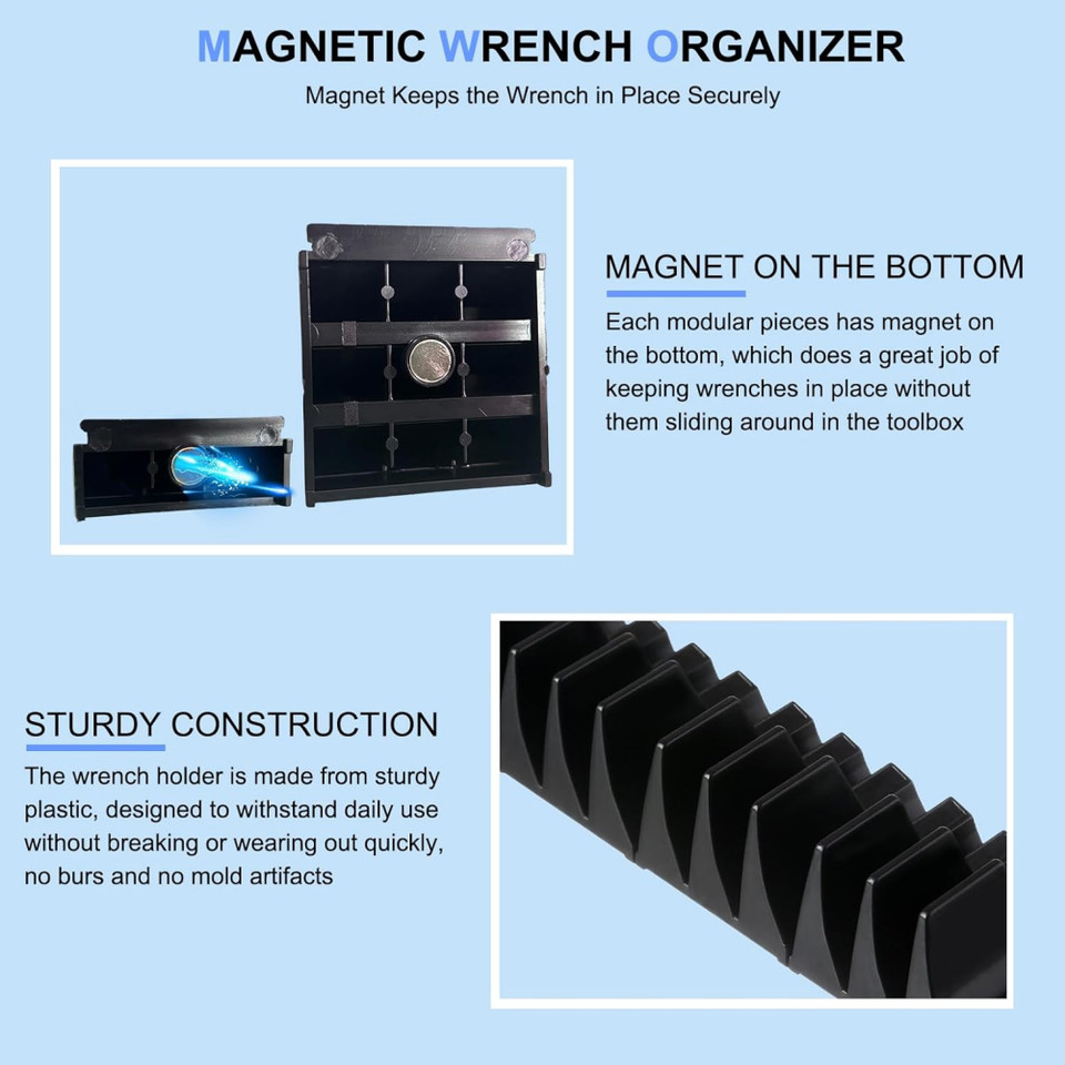 Magnetic Modular Wrench Organizer Compact Tool Storage Slots hold Tools ...