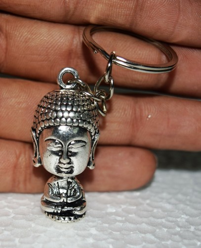 Tibetan Buddha Child Key Ring Key Chain White Metal Handmade Meditating ...
