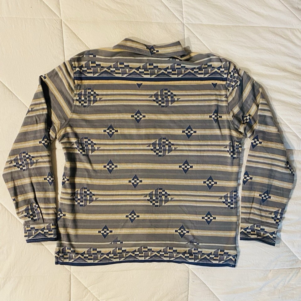 Ralph Lauren Double RRL Western Native Blue & Beige Button Shirt Men ...