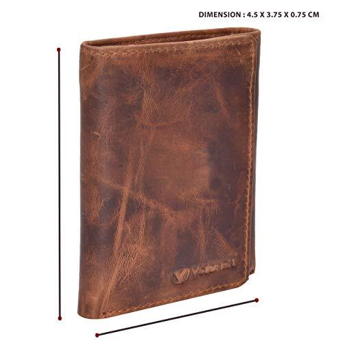 Valenchi RFID Leather Trifold Wallet with 9 card slots,2 Note Cognac ...