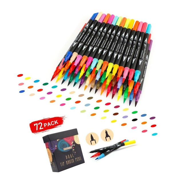 GC 72 Calligraphy Pens Colors Dual Tip Brush Highlighter Art Markers 0 ...