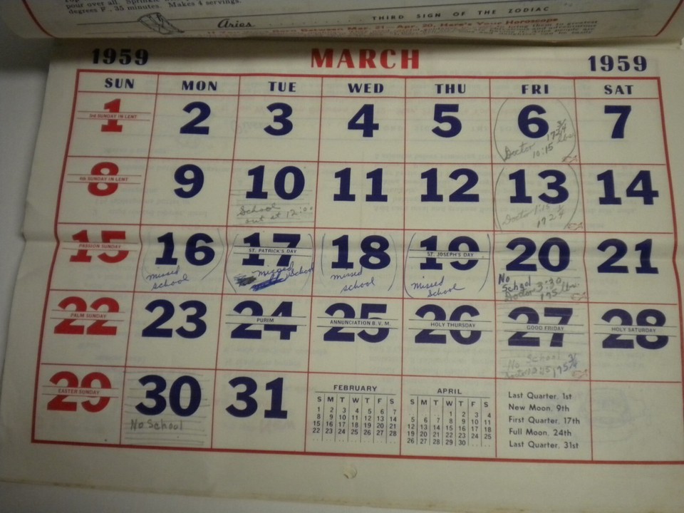 Vintage Antique 1959 Smitty's Fuel Oil Wall Calendar Girl Child ?Boxer ...