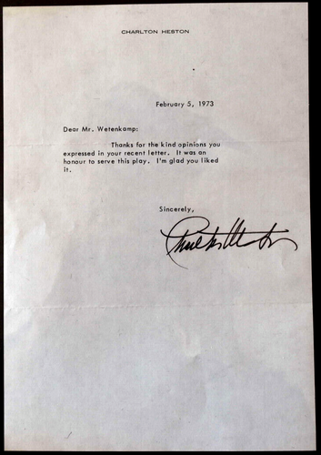 Charlton Heston Hand Signed Letter | eBay