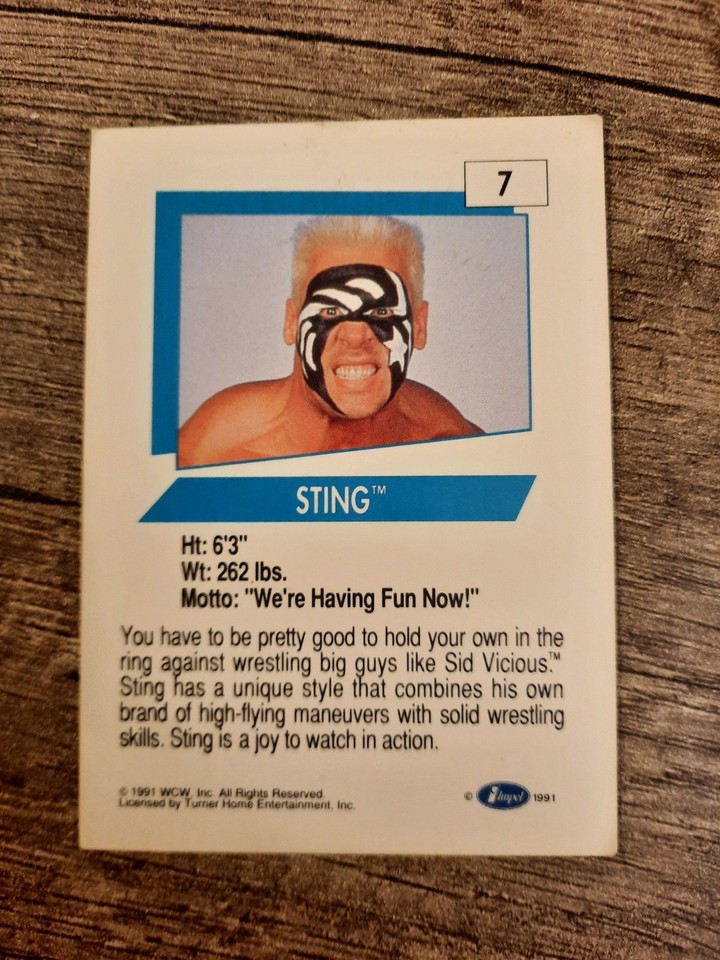 WCW Wrestling 1991 #7 Sting - Vintage Trading Card - Impel | eBay