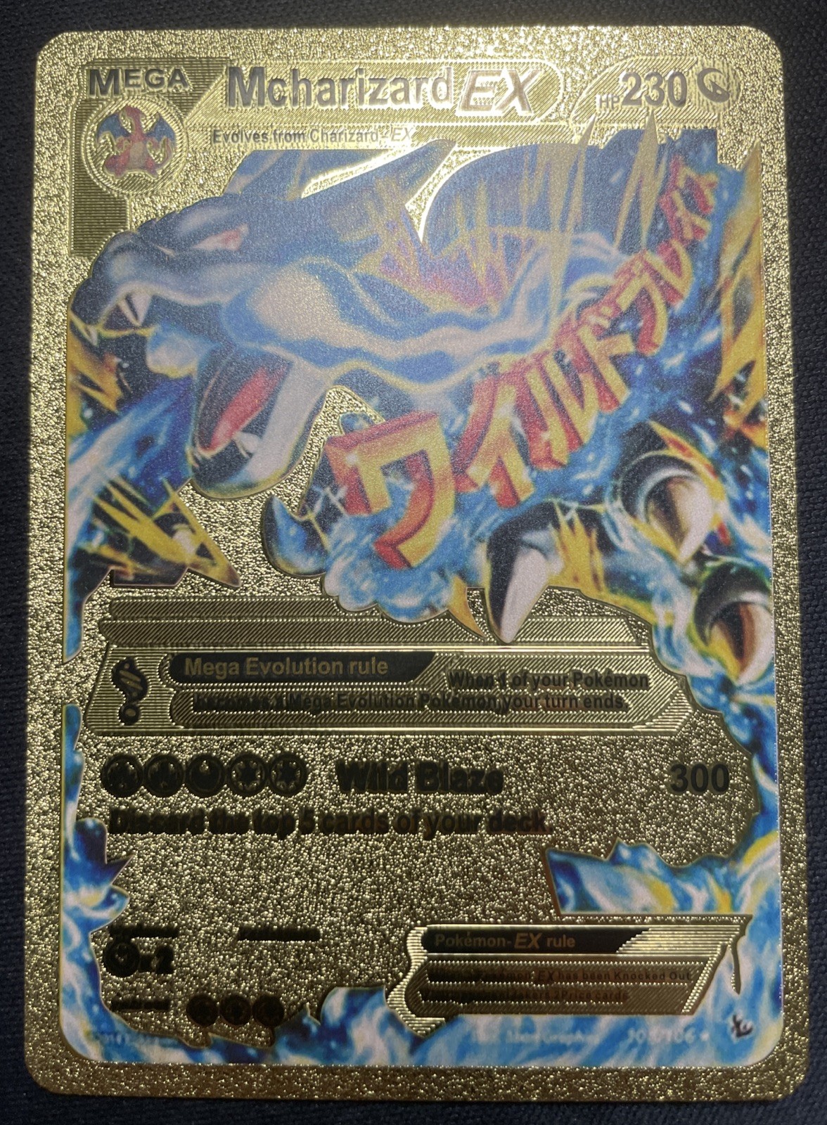 Mega M Charizard EX Gold Foil Fan Art Pokemon Card 108/106 230HP ...