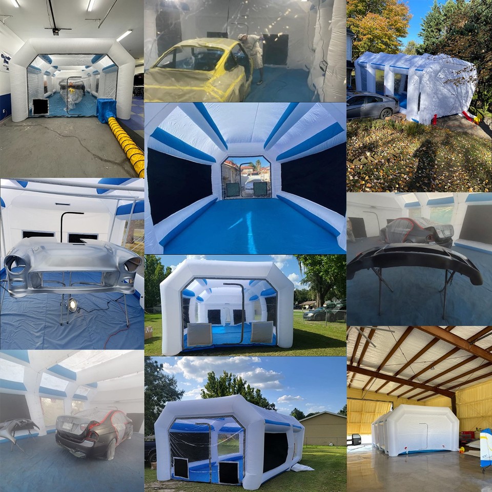 33X18X11.5FT Inflatable Spray Paint Booth Tent & 1100W 2 Blowers For ...
