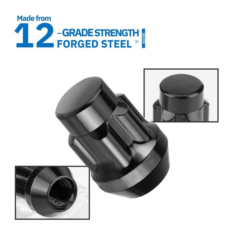New 20x Black Wheel Lug Nuts | 1/2" 20 Threads | Spline Bulge Acorn ...