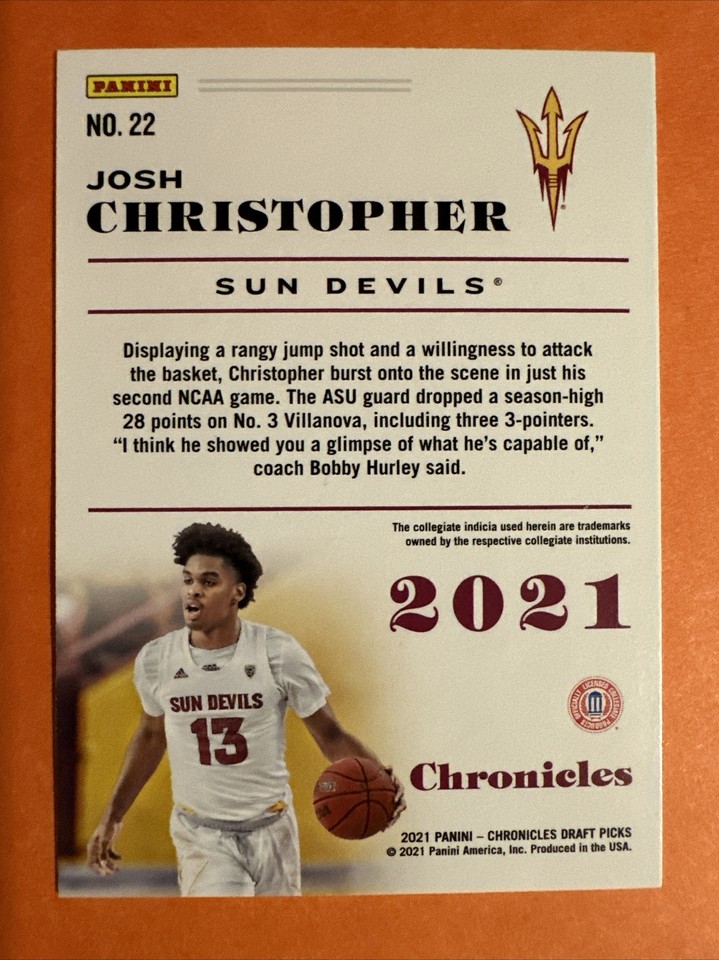 2021 Panini Chronicles Draft Picks Josh Christopher Rookie #22 | eBay