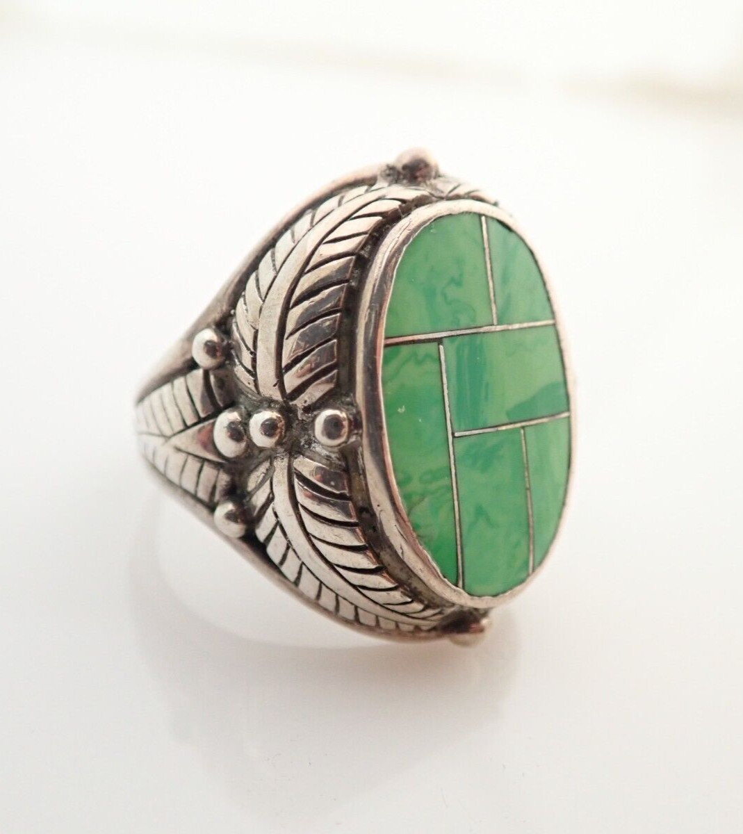 Vintage Signed NG Native American Green Stone Mohave … - Gem