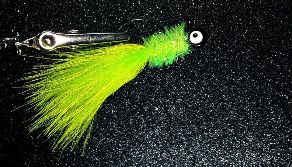 5 Chartreuse Cheater Jigs - 1/16 th oz for Crappie, Walleye, Bass ...