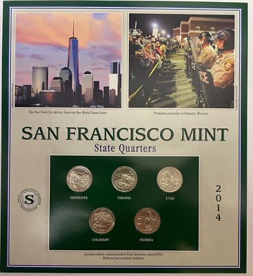 Limited-edition commemorative State Quarters, issued 2014. Brilliant ...