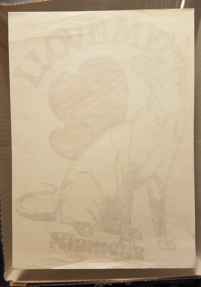 Vintage Iron On T-Shirt Transfer: I LOVE MY SIAMESE CAT | eBay