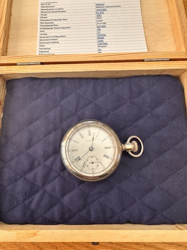 Waltham 18s 17j 1883 Pocket Watch Crescent Swingout Case W/ Display Box ...