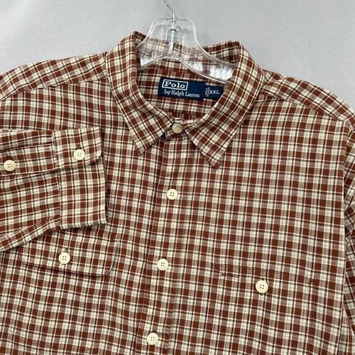 Polo Ralph Lauren Shirt Men 2XL XXL Workshirt Button Up Work Brown ...