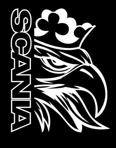 SCANIA VINYL DECAL STICKERS x2 LOGO + TEXT OUTLINE HGV SVEMPA GRIFFIN ...