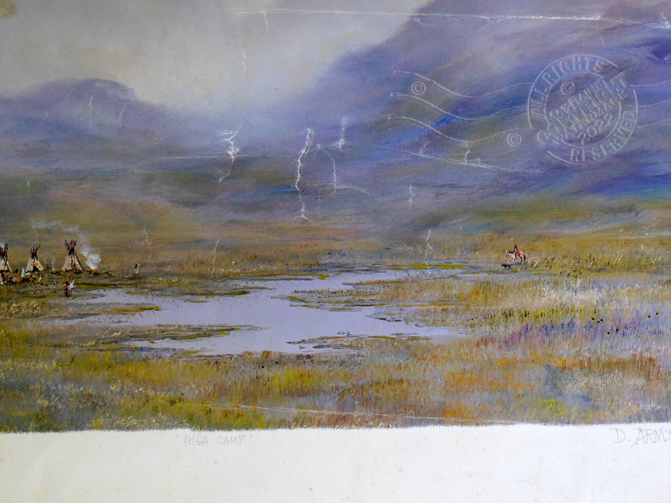 Duane Armstrong 1980 High Camp * SIGNED A/P American Indian Landscape w ...