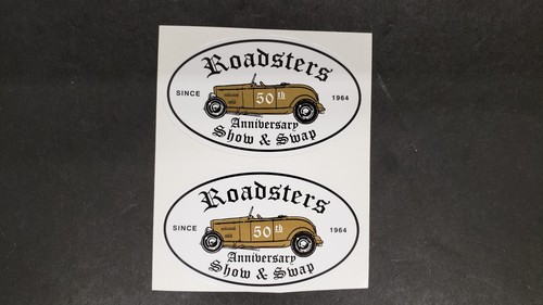 TWO L.A. ROADSTERS ROADSTER 50TH ANNIVERSARY SINCE 1964 CAR STICKERS ...