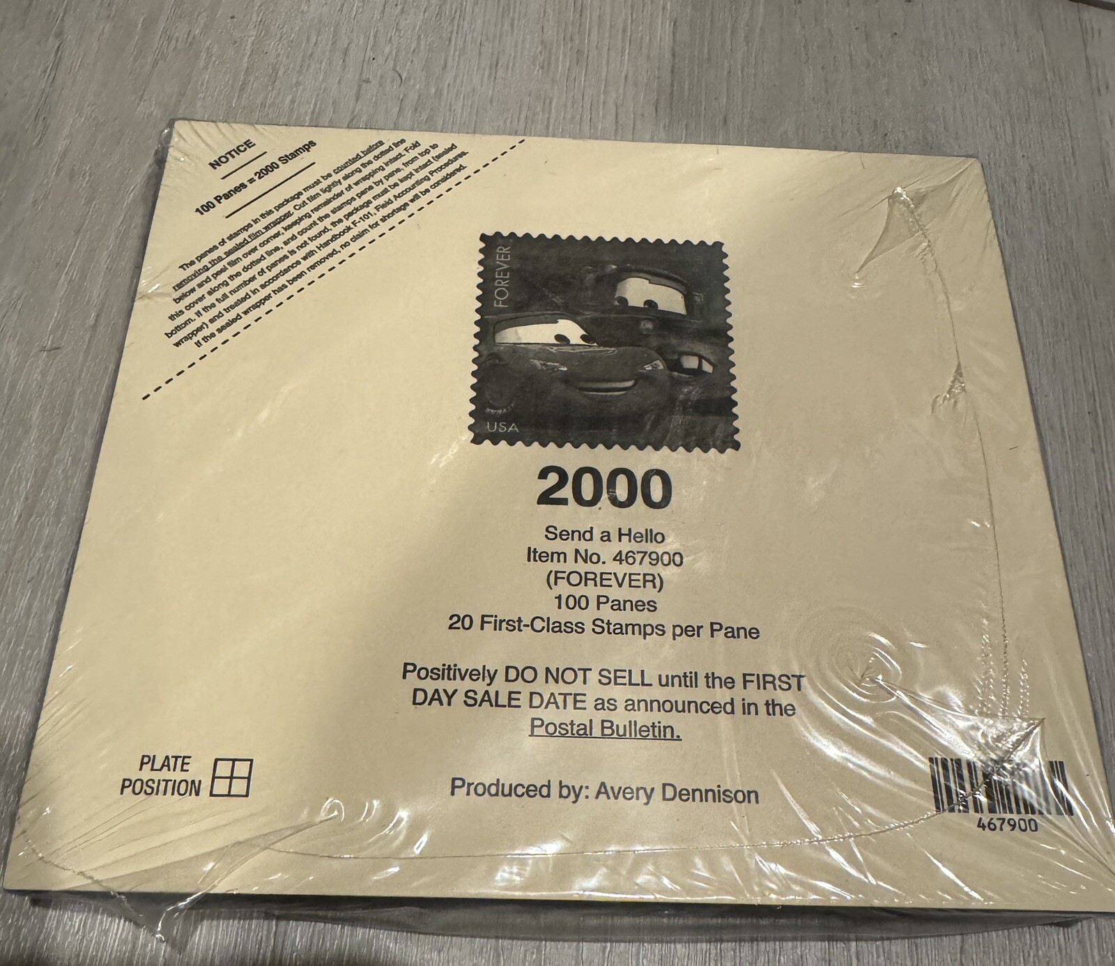 USPS 100 panes = 2000 FOREVER stamp - Send a Hello Item # 467900 ...