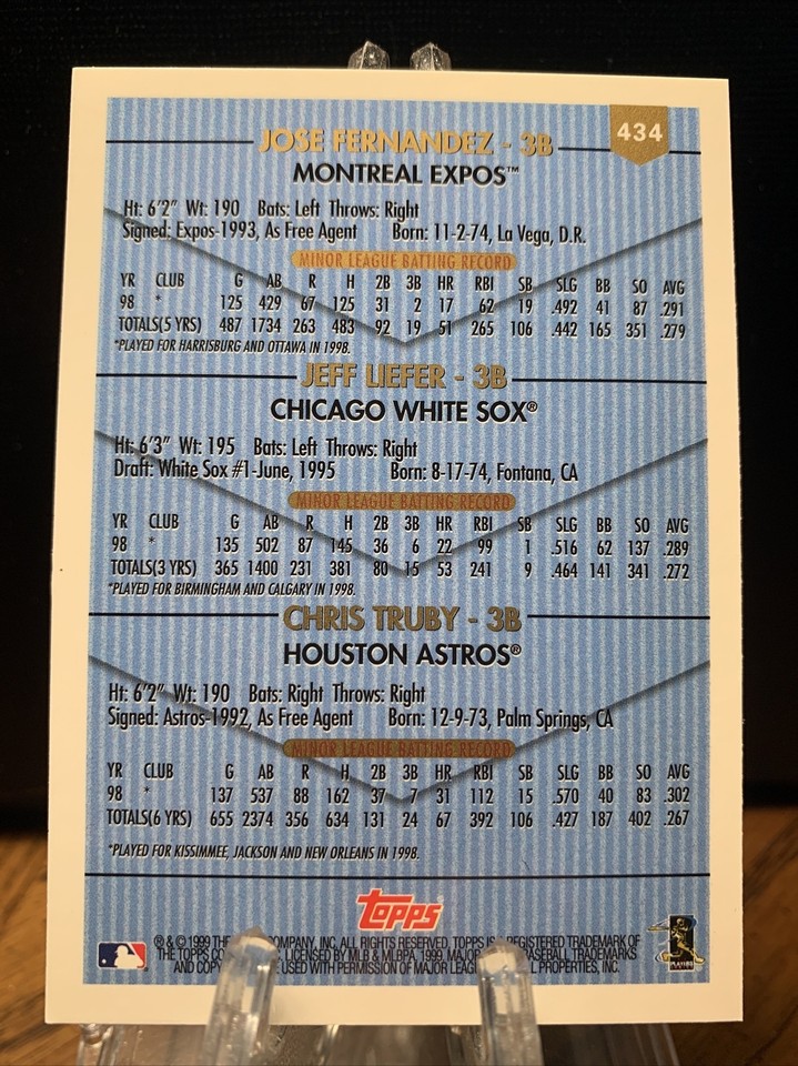 1999 Topps Prospects Baseball Card #434 Jose Fernandez Jeff Liefer ...