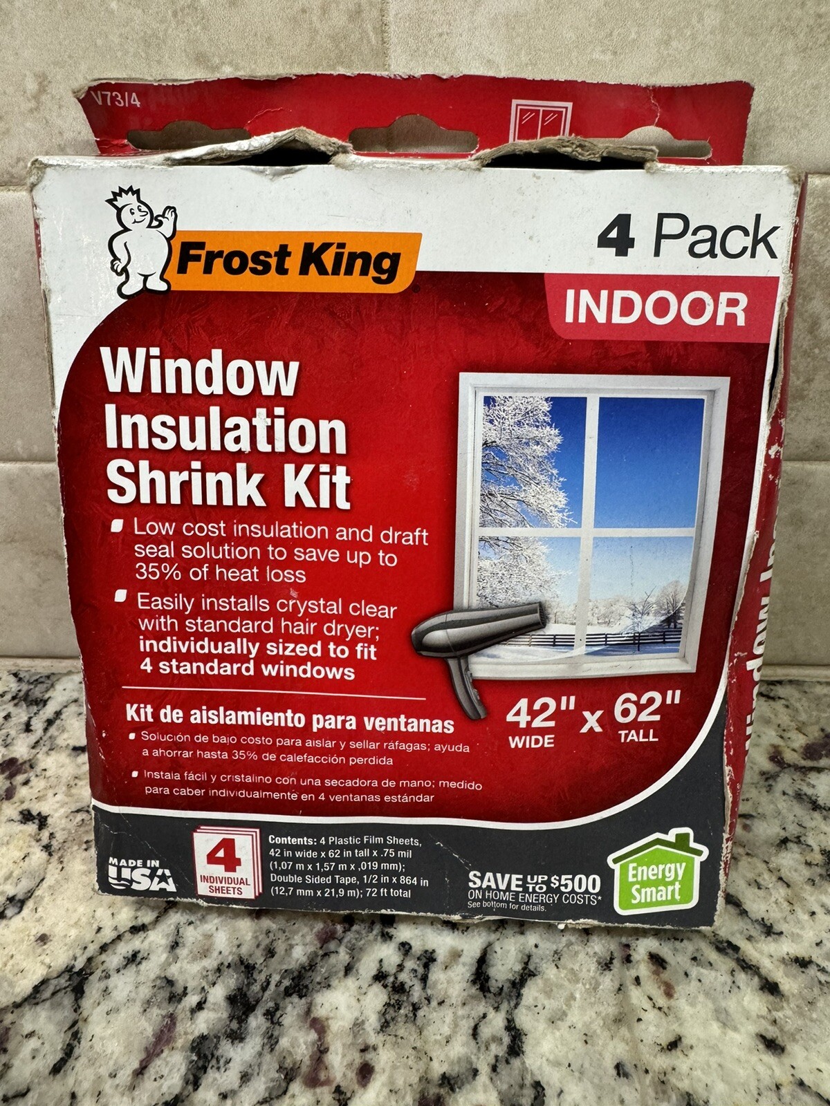 4-PACK Window Insulation Kit for Cold Drafts, Winter, Easy Install ...