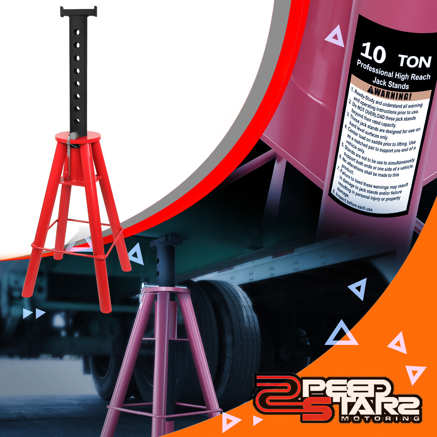 10Tons 20,000 lbs Adjustable Jack Stands Heavy Duty Steel LARGE SUPPORT ...