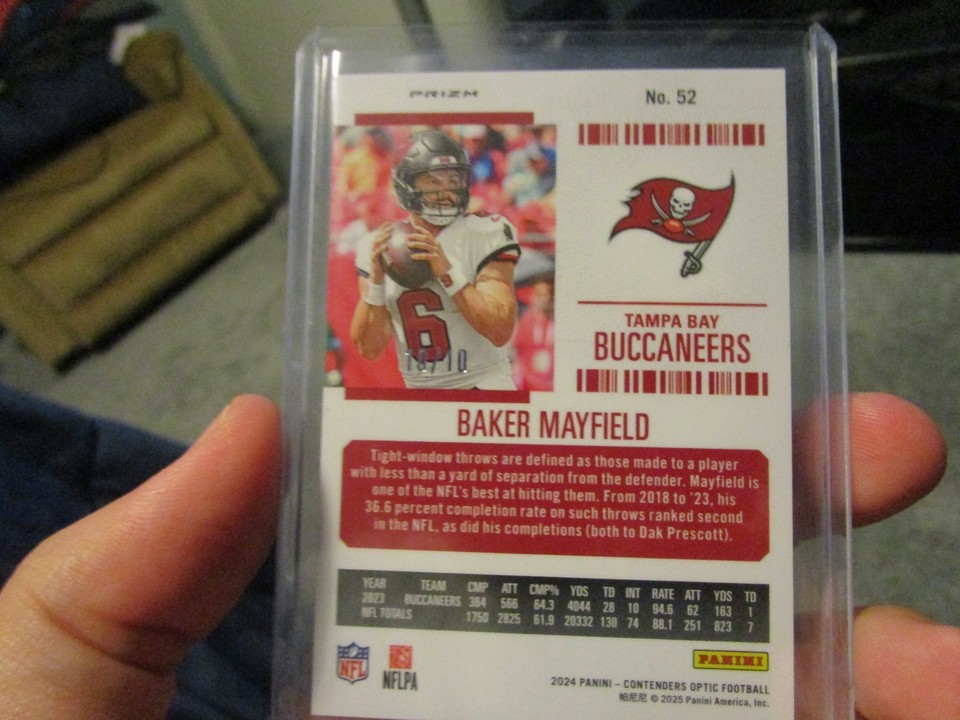 2024 PANINI CONTENDERS OPTIC FOOTBALL BAKER MAYFIELD GOLD PRIZM #10/10 ...
