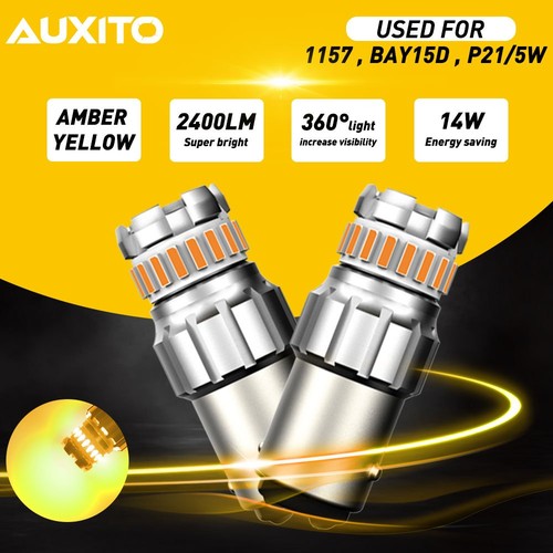 2pcs Amber/Yellow 1157 BAY15D LED Turn Signal Blinker Parking Light ...