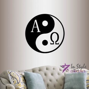 Vinyl Decal Yoga Yin Yang and Alpha Omega Symbol Wall Sticker Mural ...