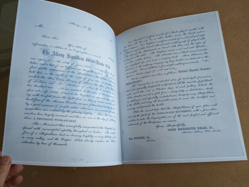 Albany Republican Wide-Awake club (1860) Circular Regarding Uniform ...