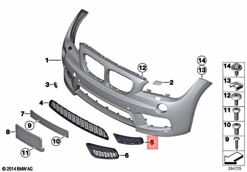 Genuine BMW E84 SUV Front Bumper Grille Left M Package OEM 51118038061 ...