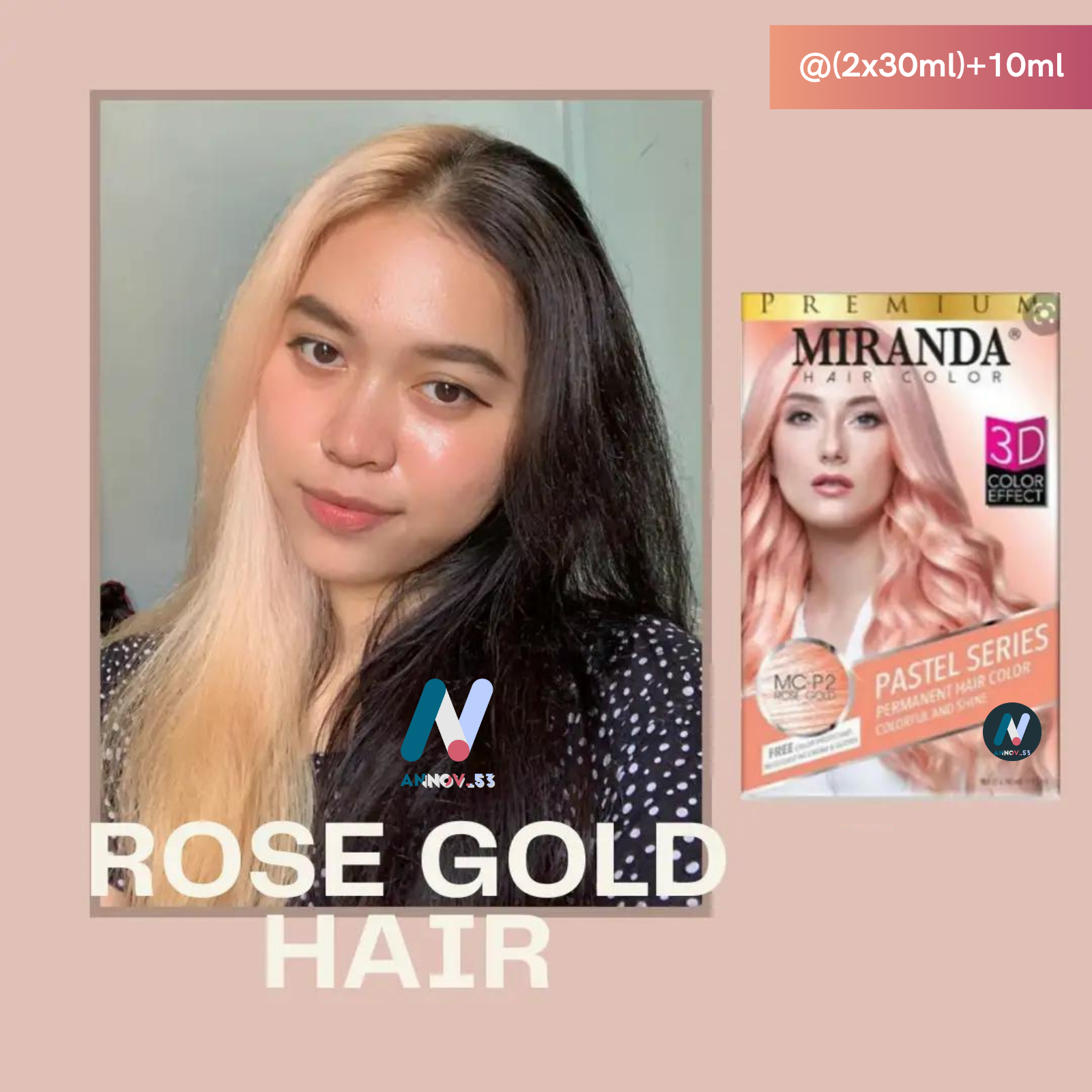 2X MIRANDA 3D Permanent Hair Dye Shine Moisturizer Color Pastel #MC-P2 ...